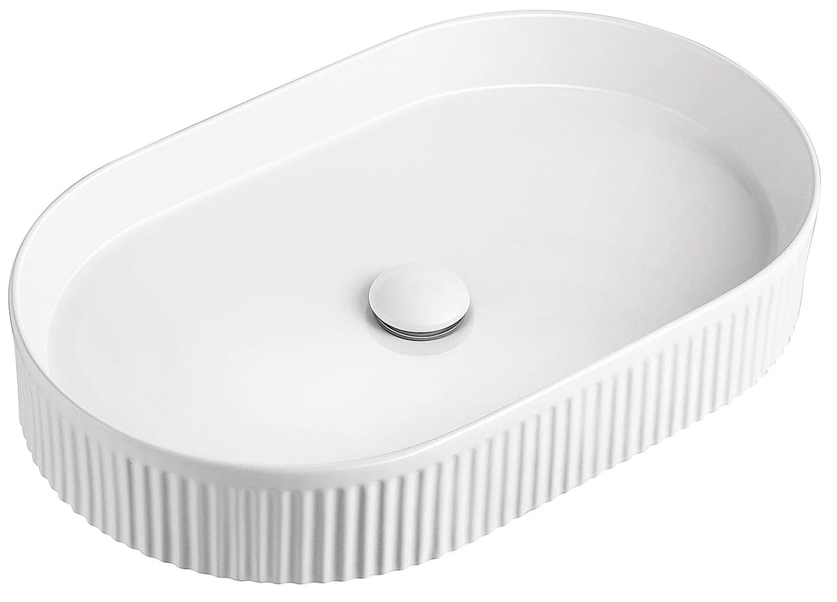Adp Pill Fluted Above Counter Basin, Gloss White — Yeomans