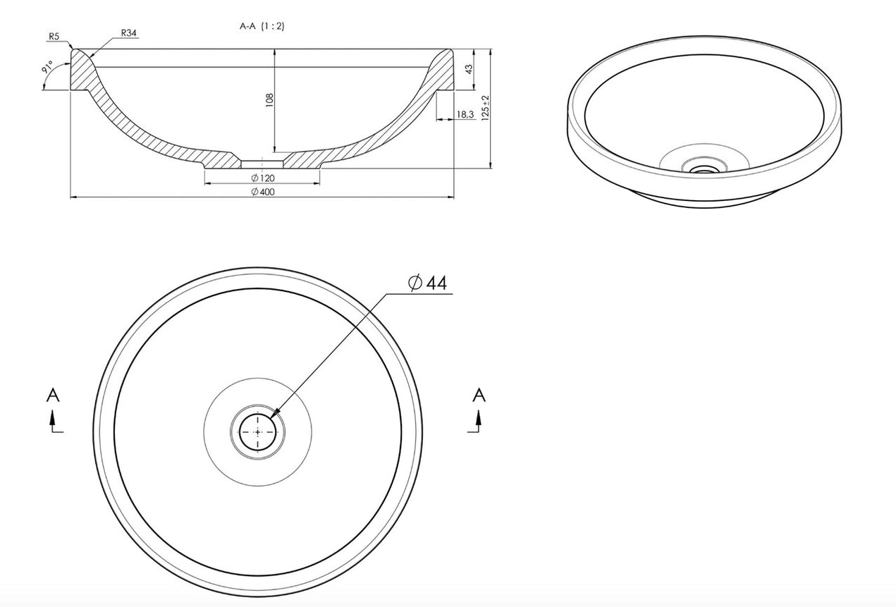 Adp Resort Above Counter Basin, Matte Black — Yeomans