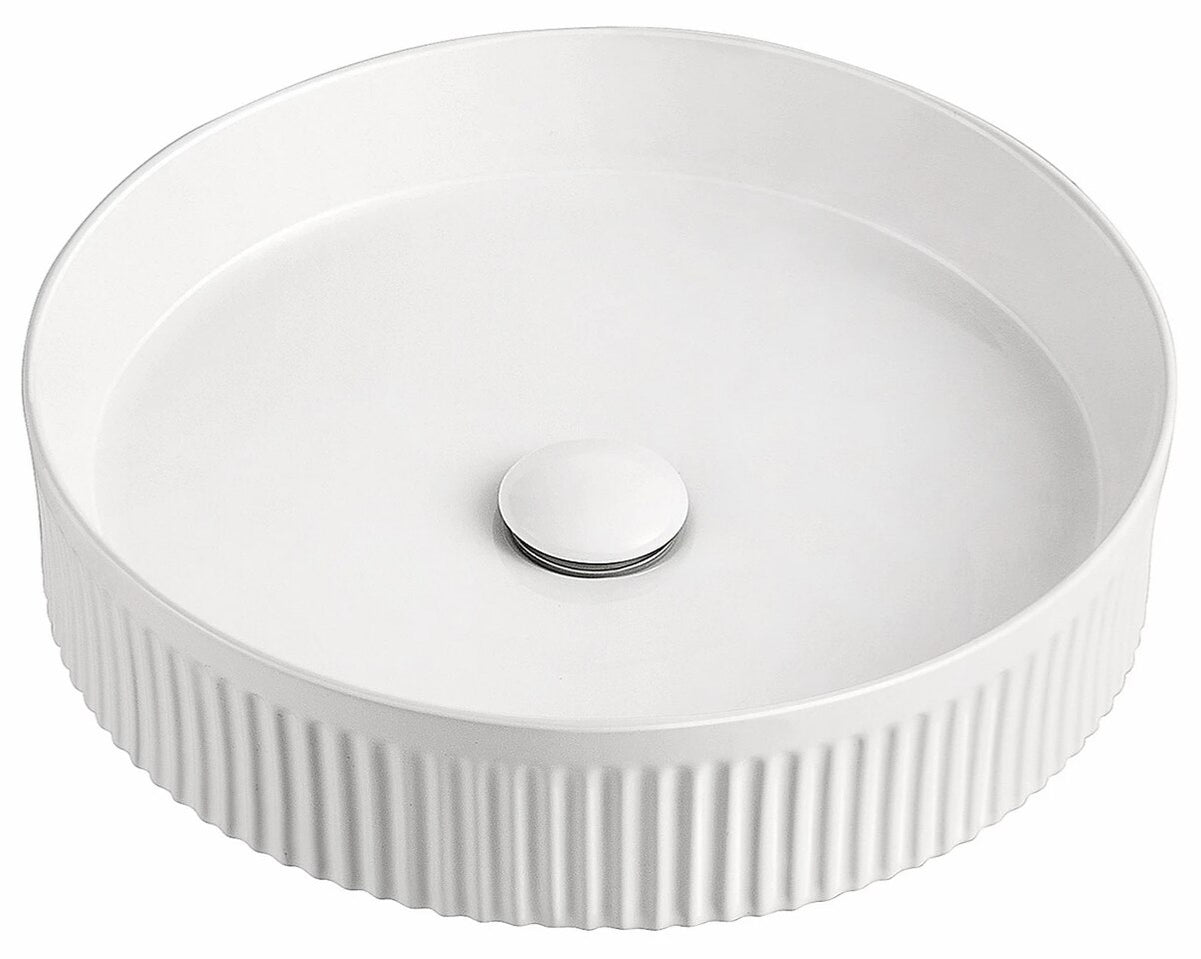 Adp Round Fluted Above Counter Basin, Gloss White — Yeomans