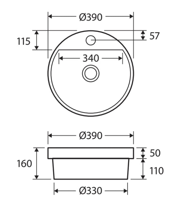 Fienza Reba Semi Inset Basin With Tap Hole — Yeomans