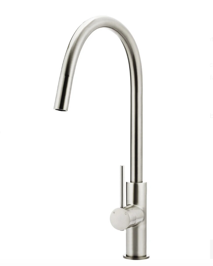 Meir Round Piccola Pull Out Kitchen Mixer Tap, Brushed Nickel — Yeomans