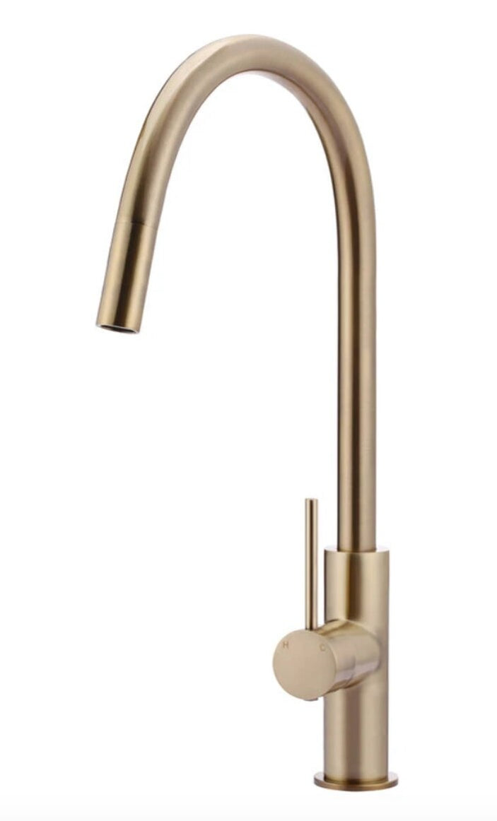 Meir Round Piccola Pull Out Kitchen Mixer Tap, Champagne — Yeomans