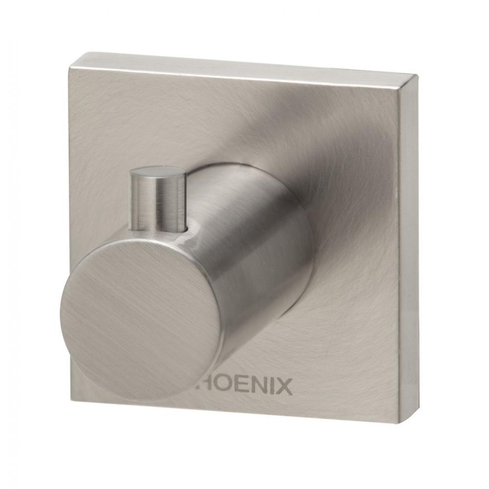 Phoenix Radii Robe Hook Square Plate - Brushed Nickel — Yeomans